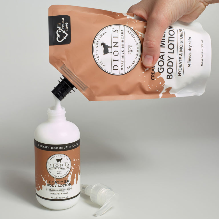 Creamy Coconut & Oats Goat Milk Body Lotion & Refill Gift Set • Dionis ...